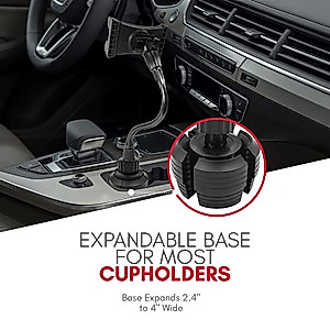 Cup Holder Tablet Mount, Macally iPad Cup Holder Car Mount - 12" Flexible Gooseneck iPad Car Mount - Tablet Holder for Truck, Car, and Vehicle - iPad Stand for Car - For Pro / Air / Mini, Smartphones