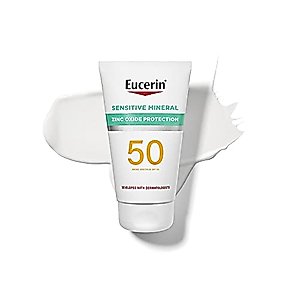 Eucerin Sun Sensitive Mineral Sunscreen Lotion SPF 50 With Zinc Oxide Protection, 4 Fl Oz Tube
