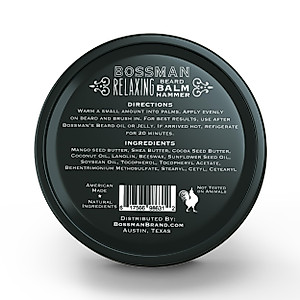 Bossman Relaxing Beard Balm - Beard Tamer, Relaxer, Thickener and Softener Cream - Beard Care Product - Made in USA (Stagecoach Scent)