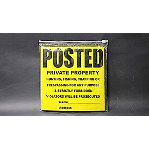 WristCo Posted Sign Yellow Private Property for outdoors - 11" x 11" 100 per Pack weatherproof tear-resistant Tyvek high visibility for warning no trespassing hunting fishing trapping