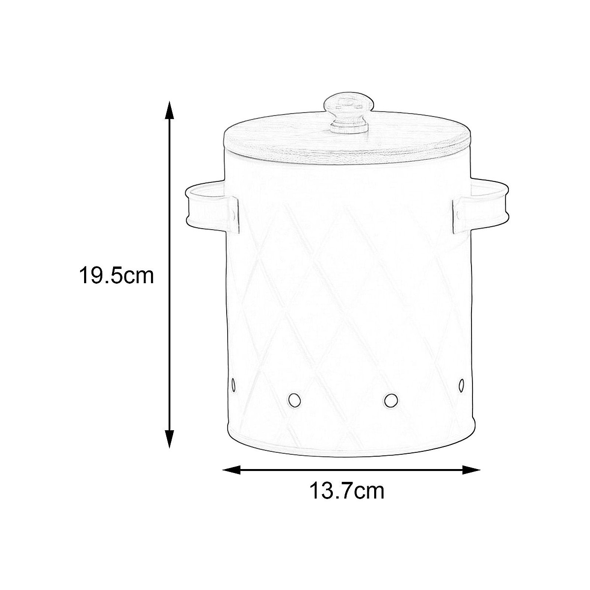 Bothyi Rustic/Farmhouse Potato Storage Canister, White Medium, Food Storage Container, Single, Ventilated & Portable, Rectangular Flip Top, 22.5cm x 22.5cm x 19.5cm