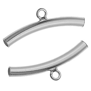 Dreambell 2 pcs .925 Sterling Silver Curved Tube Bead Pendant Bail Link Slider Connector 25mm / Findings/Bright