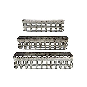 Creative Co-Op Set of 3 Rectangle Open Weave Iron Baskets