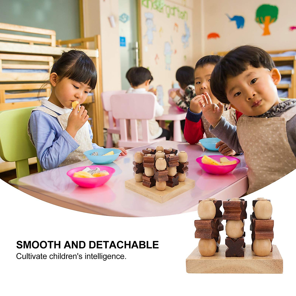 Kisangel 3D Wooden Toe Game Board for Kids Adult Family Tabletop Board Game Family Game Wood Strategy Board Game 1 Set