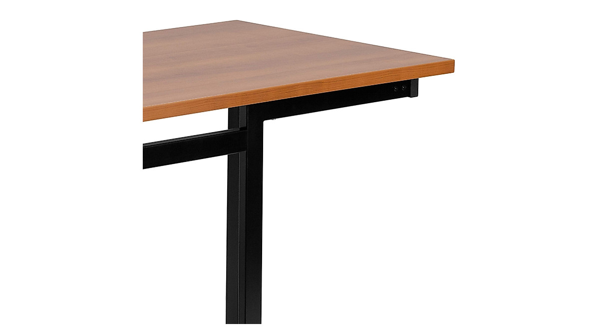 Stylish Cherry Computer Desk with Black Metal Frame | Modern Home Office