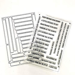 Alinacutle Sentiments Clear Stamps and Tag Die Set, Stripe Stamp Banner,Paper Craft Metal Die-Cuts,Scrapbooking Cutting