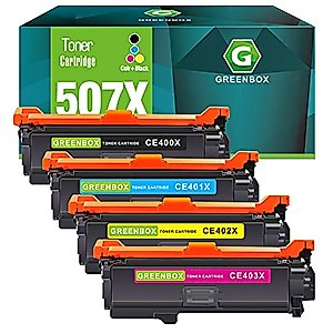 GREENBOX Compatible Toner Cartridge Replacement for HP 507X 507A CE400X CE400A for HP Enterprise M551n M551dn M551xh M570dw M570dn M575c M575dn Printer (1 Black 1 Cyan 1 Magenta 1 Yellow)