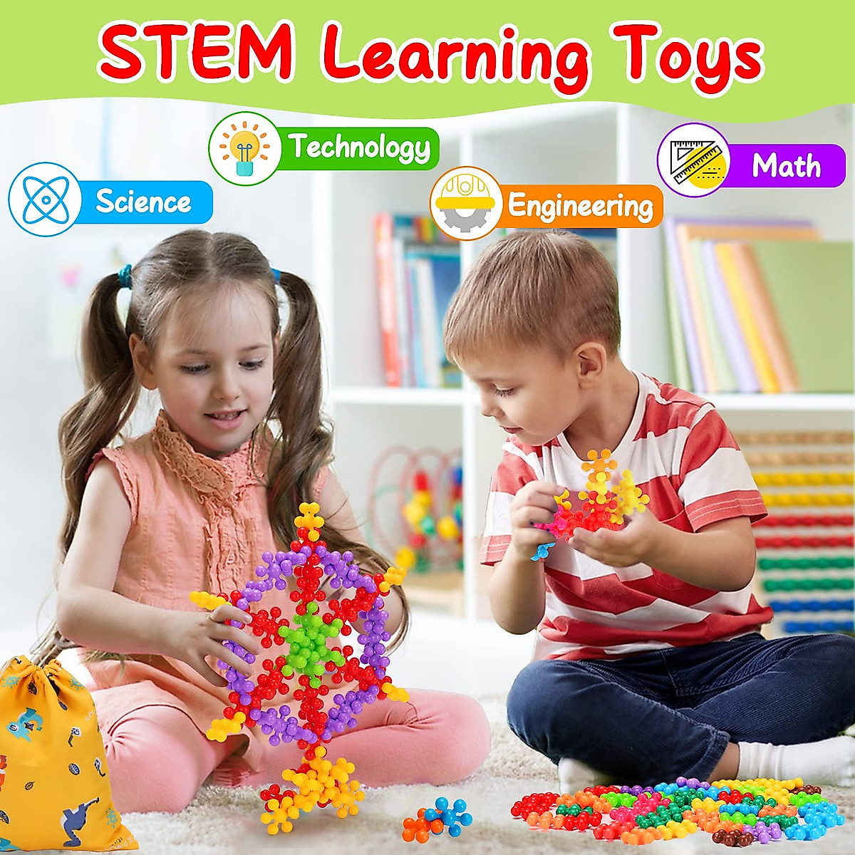 NC 250Pcs Building Blocks Toys STEM Activities for Kids Interlocking Building Discs Toy Preschool Learning Educational Autism Toys for 5-7 4-8 3 4 5 + Years Old Boys Girls Birthday