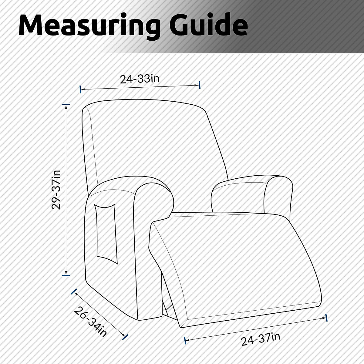 KEKUOU Recliner Chair Covers Lazy Boy Recliner Covers Stretch Couch Cover Slipcovers 1 Piece Furniture Protector with Elastic Bottom for Dog,Kids.(One Size, Black)