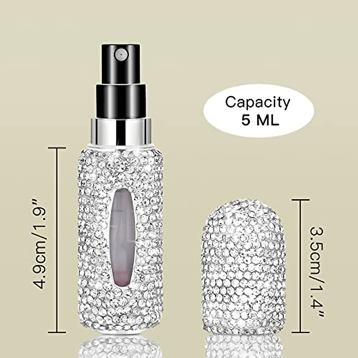 SAVORI Rhinestone Perfume Travel Refillable Perfume Atomizer Bottle Bling Portable Mini Perfume Spray Dispensers (White + Pink + Red 3 Pack)