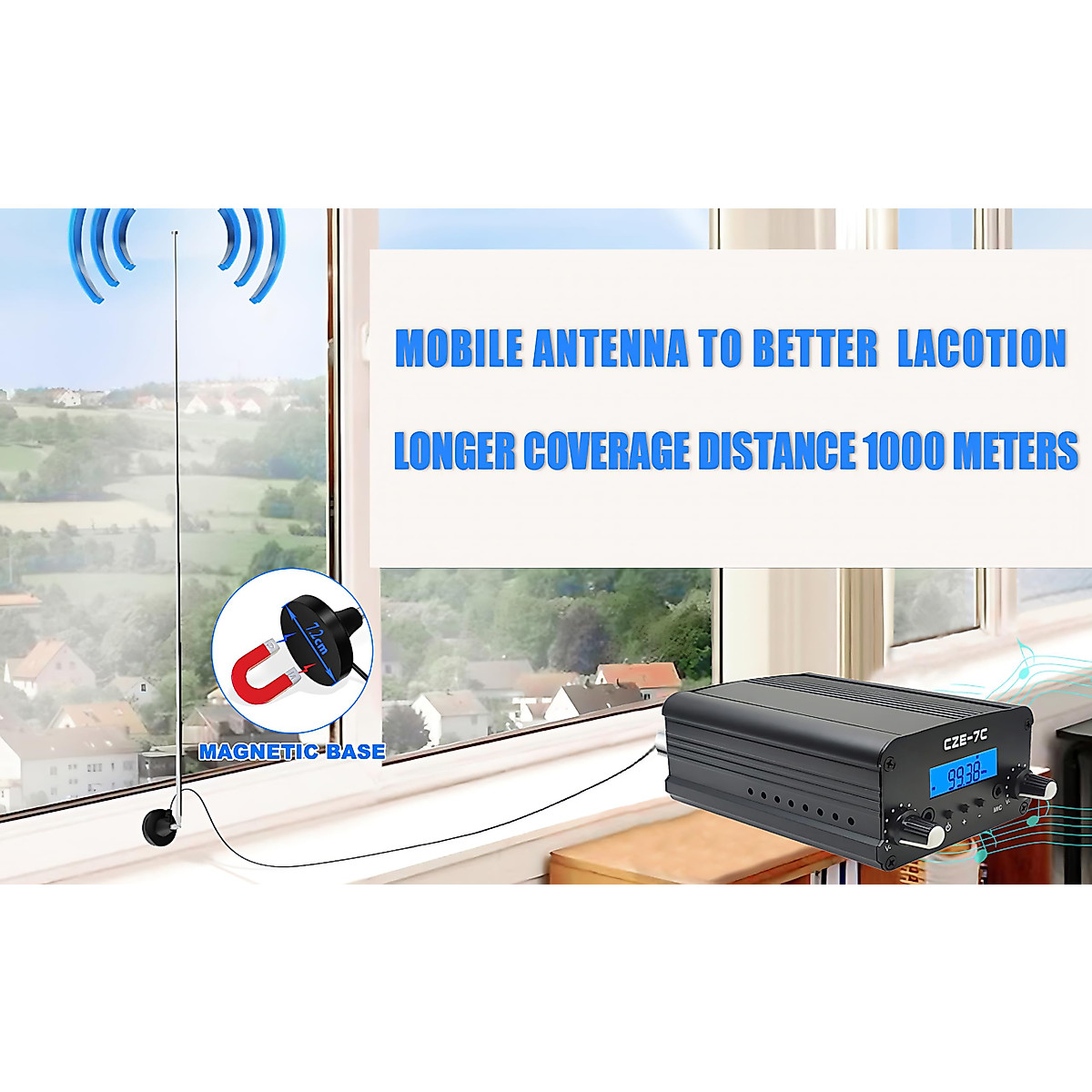 FM Transmitter for Church, Long Range FM Broadcast Transmitter for Drive-in Movie, Church Parking Lot, Lights Fireworks Show,Fireworks Display,School, Supermarket Events