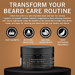 stubble & stache Mens Beard & Hair Balm with Shea Butter, Jojoba & Argan Oil Leave-in Conditioner - Wax for Mustache - Fragrance Free - 3.4 fl oz