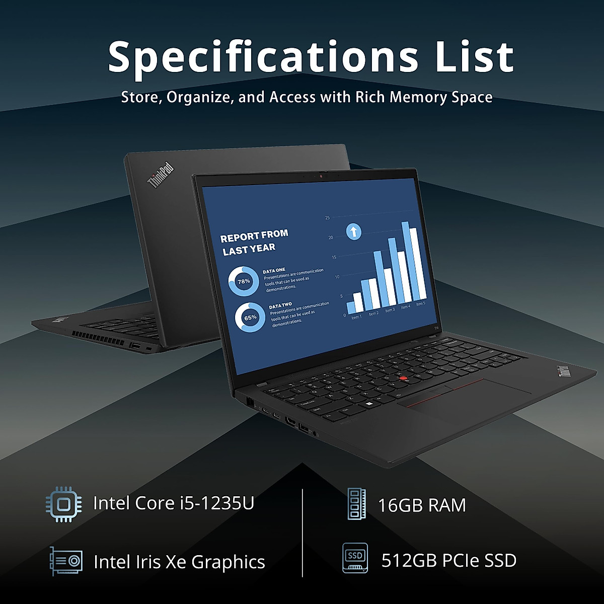 Lenovo 2022 Thinkpad T14 14" WQXGA FHD IPS 300 nits Business Laptop, Intel Core i5-1235U (Beats i7-1165g7), 16GB RAM, 512GB PCIe SSD, Backlit Keyboard, Windows 10 Pro, Black, 32GB USB Card