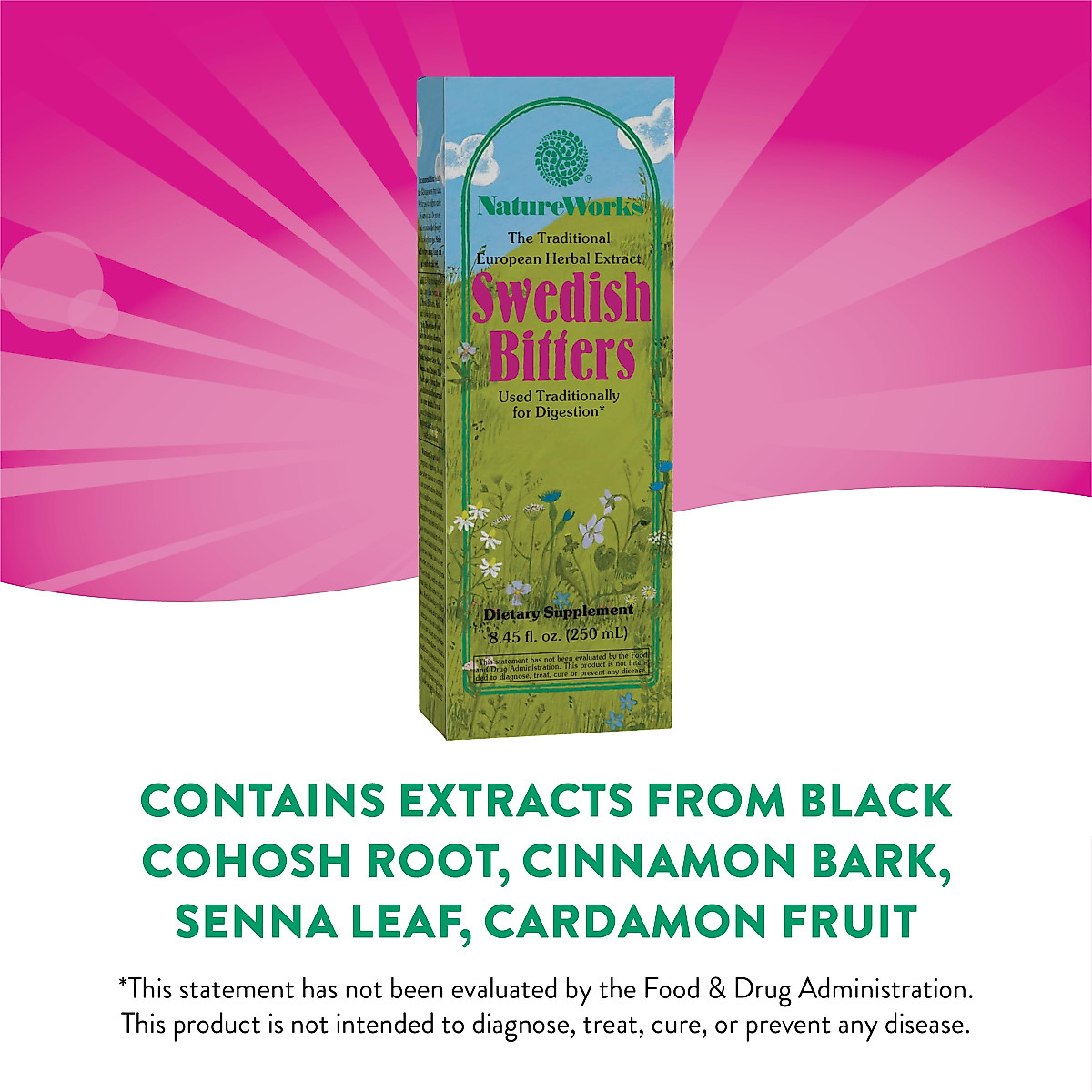 NatureWorks Swedish Bitters Traditional European Herbal Extract Used for Digestion, 8.45 fl. oz.