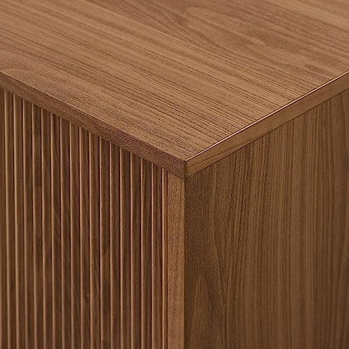 Walker Edison Walton Modern Fluted-Door Low Stand for TVs up to 65 Inches, 58 Inch, Mocha