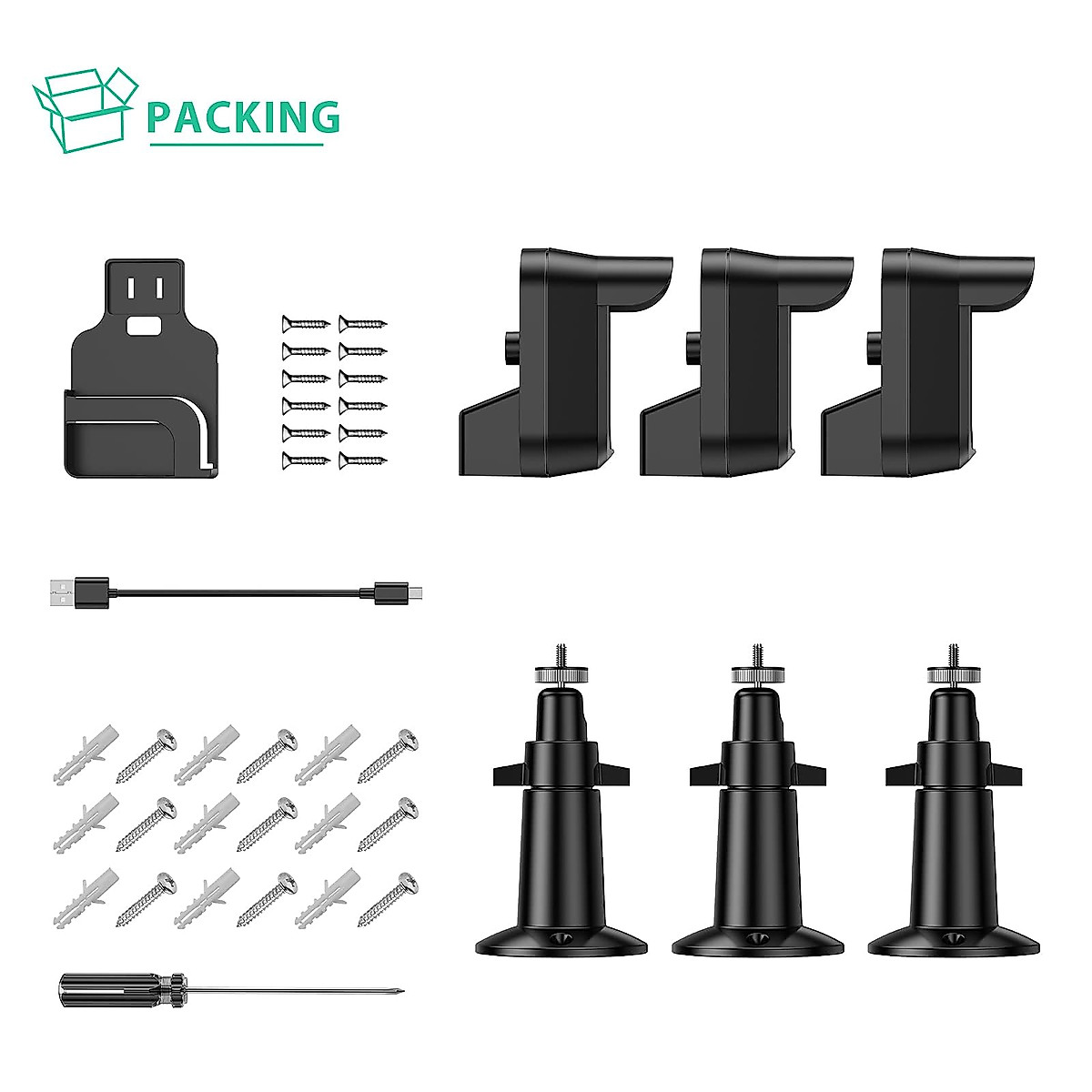 OLAIKE Housing and Metal Wall Mounting Bracket(3 Pack) for Blink Outdoor 3 (3th Gen) /XT/XT2,Weatherproof Protective Cover & 360° Adjustable Security Mount with Blink Sync Module Outlet Mount, Black