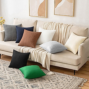 MIULEE Decorative Throw Pillow Covers Set of 2 Super Soft Modern Stretchy Embossed Patterned Cushion Covers for Farmhouse Couch Sofa Livingroom Bed,Black 18x18 inch