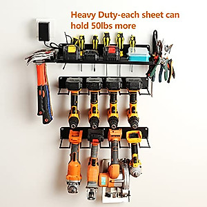 YueTong Power Tool Organizer,Drill Holder Wall Mount For Tool Organizers,Free Assemble Garage Organizers And Storage Rack,Heavy Duty & Wall Studs Available(1 Shelf+2 racks)