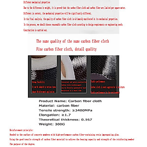 SOFIALXC Carbon Fiber Fabrics Cloth Sheet 300g/m²,30cmx333cm/0.98ft x10.9ft