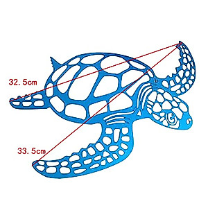 YUAKUOD Sea Turtle Wall Decor - Metal Sea Turtle, Metal Wall Art, 2021 Metal Wall Decor, Metal Turtle, Metal sea Life, Ocean Decor, Beach Decor, Unique Room Decor for Boys, Girls & Women (Blue)
