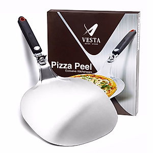 Pizza Spatula - 12 x 14 Inch Stainless Steel Pizza Peel - Foldable Pizza Paddle with Ergonomic Handle - Food Grade Material - Highly Durable Sturdy Construction - Perfect for Pies, Pizza, All Ovens
