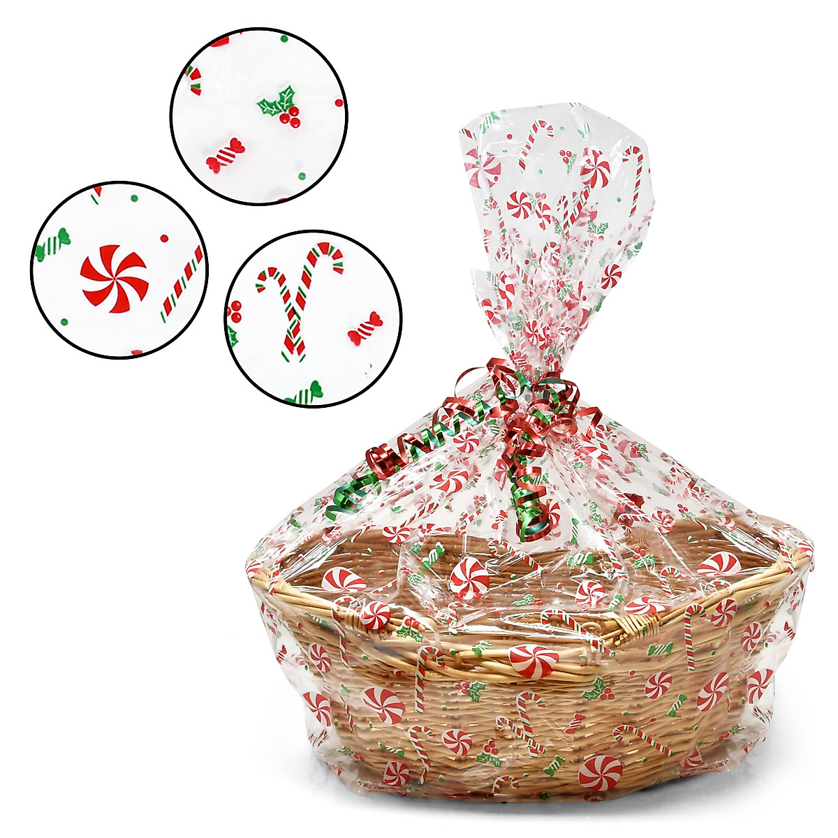 Gift Boutique Plastic Jumbo Christmas Cellophane Basket Bags with Twist Ties Pack of 24 Christmas Cookie Tray Cello Bags for Holiday Goody Party Favor Gift Wrapping Bags 24" x 30"