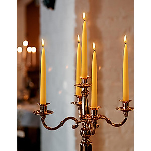 6 Packs Natural Beeswax Taper Candles- 8 inch Beeswax Candles, Smokeless and Dripless Beeswax Candles- 8 Hour Burn Time Beeswax Candlesticks- for Christmas Home Decor Air Purification Spa Relaxation