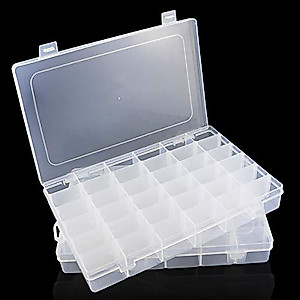 Neworkg 2 Pack Plastic Organizer Container Box with Dividers - 36 Compartment Organizer, Perfect for Fishing Tackle, Jewelry & Screws