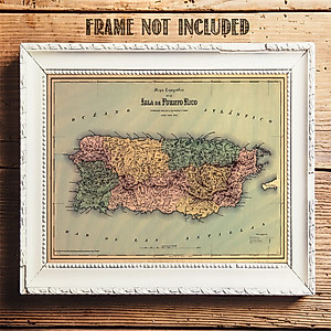 1886 Puerto Rico Map - 11x14 Unframed Art Print - Perfect Wall Decor in This Highly Detailed Restored Reproduction Under $15