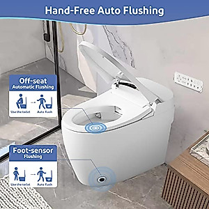 Smart Bidet Toilet- Tankless One Piece Toilet with Remote Control,Temperature Controlled Wash Functions,Warm Air Dryer Heated Bidet Seat, Hip Cleaning Temperature Adjustment Intelligent Toilet