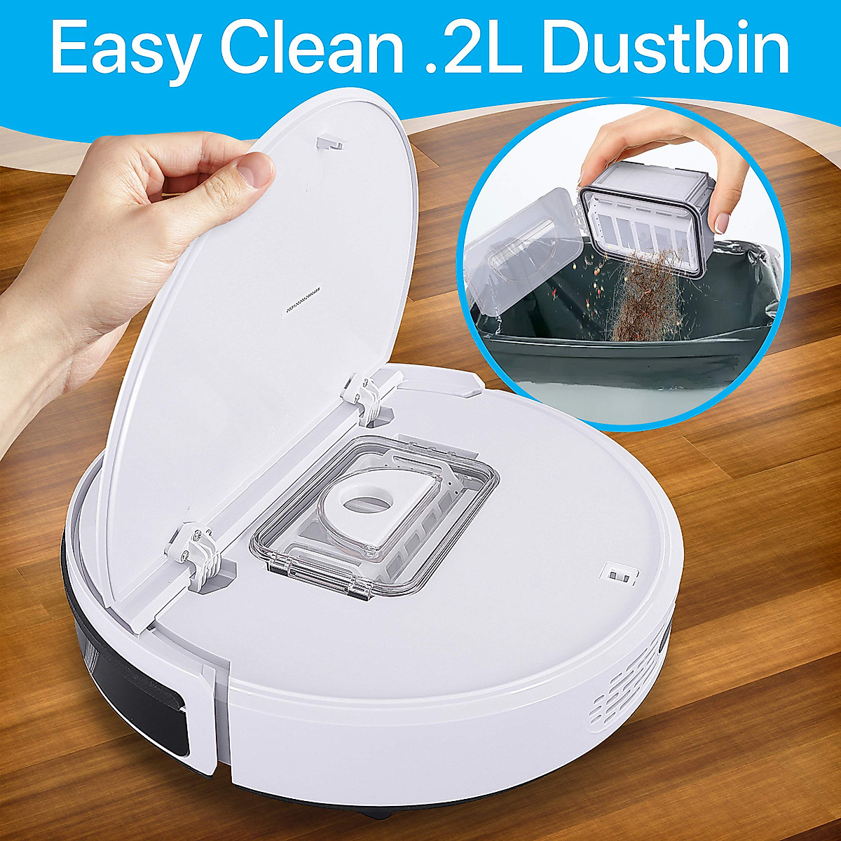 SereneLife Smart Automatic Robot Cleaner-1400 PA Charging Robo Vacuum Cleaner with Docking Station, Self Activation, Anti-Fall Sensors-Carpet, Hardwood, Linoleum, Tile-Pure Clean, White