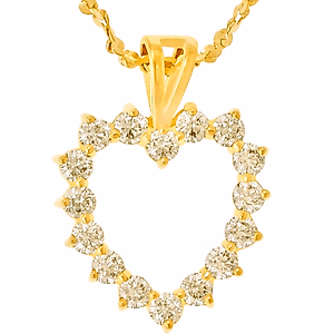 LIFETIME JEWELRY Cubic Zirconia Open Heart Pendant Necklace 24k Real Gold Plated