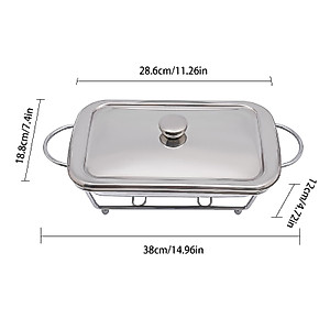 Chafing Dish,Buffet Set Warming Tray,Buffet Server,Scheuerschale,Buffet Set Warming Tablett,Buffetserver,Food Warmer for Parties Buffets,Catering Food Warmers,Rectangular Chafing Dish Buffet,Silver