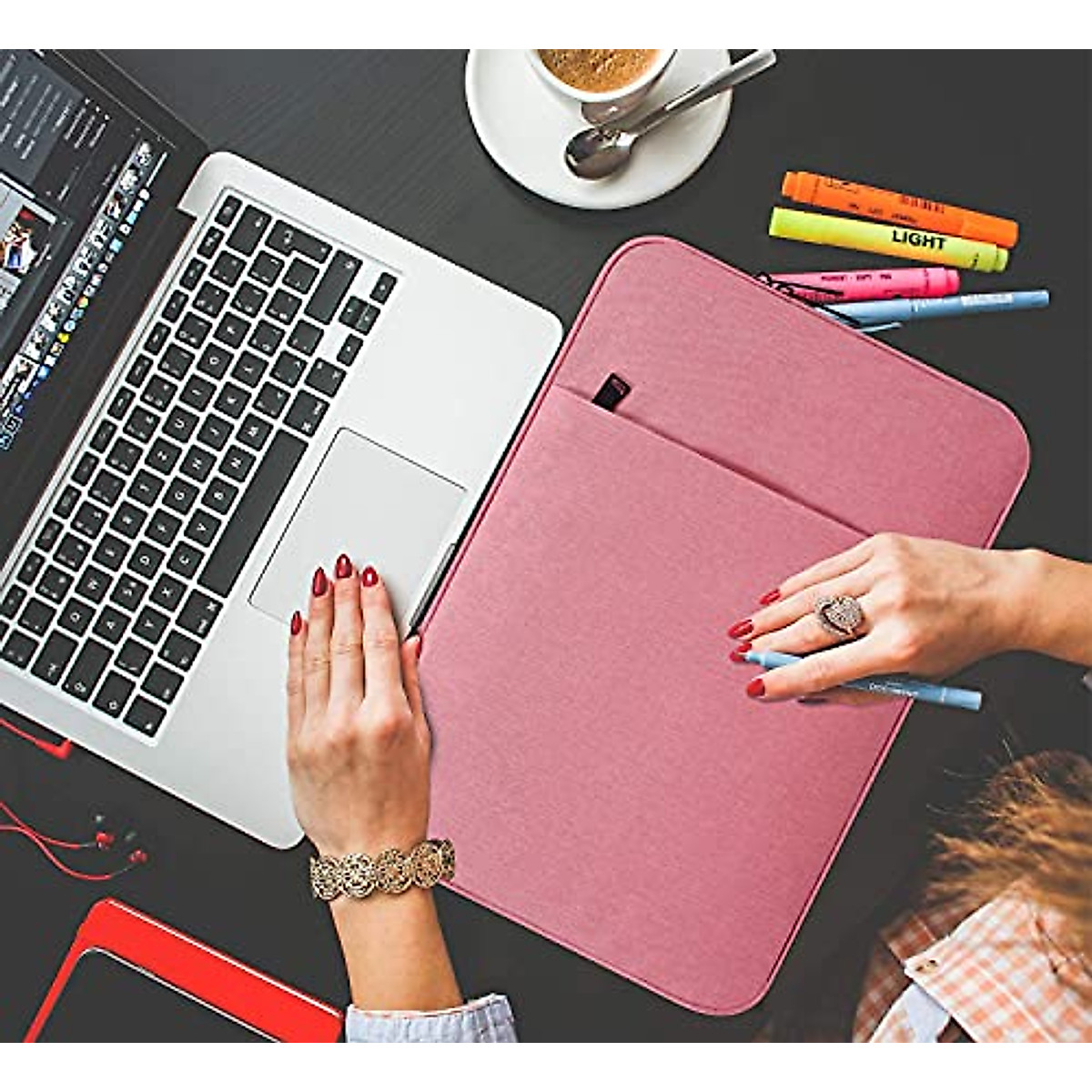 14-15 Inch Laptop Sleeve Bag Waterproof Shockproof Notebook Case for Acer Chromebook 14/Acer Aspire 14", HP Steam 14/HP Chromebook 14, MacBook Pro 15"/15.4", LG Gram 14, 14 inch Laptop Bag, Pink