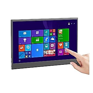 15.6 Inch Touch Portable Monitor, Portable Laptop Travel Monitor, IPS Screen External Monitor, 16:9, 1080P, with Protective Case, Silver Gray (Color : Touch)