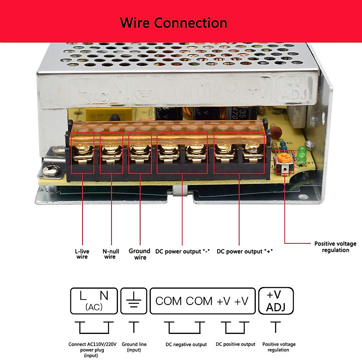 Hailimayo 18V 10A Switching Power Supply, 180W Corded Electric Transformer, Industrial Automation, Electronic Equipment, Communications, CE, RoHS