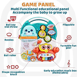 Meryi Sit-to-Stand Walker with Activity Center – Multifunctional Baby Push Walker with Interactive Learning Table– Early Learning Infant Walker for Toddlers, Kids 12-18 Months – Adjustable Wheel Speed
