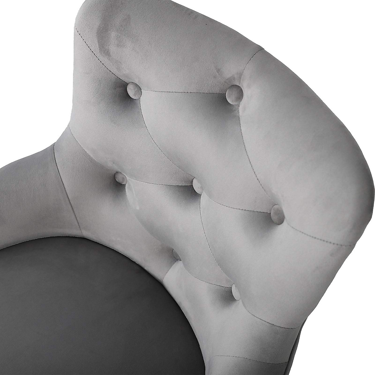 Blairot Velvet Vanity Chair with Tufted Back Gold Metal Legs Dining Chair Mid Century Modern Upholstered Accent Desk Chair for Living Room Home Office Bedroom (Grey)