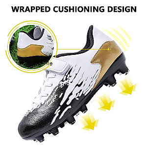 ziitop Kids Soccer Shoes for Boys Girls Youth Football Cleats Outdoor & Indoor Baseball Shoes, Lightweight Breathable Conical Studs, Running & Training for Students (Little Kids/Big Kids) BlackGold