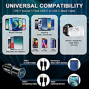 ELZO Dual USB C Car Charger Fast Charging 36W Type C Car Charger PD 3.0 Adapter Compatible with iPhone 14/13/12 Pro/Max/Mini/11/X/XS/XR/8/Plus, Galaxy S22/S21/S20/S10/S9, Pixel 6/5/4a/4/3a, iPad Pro