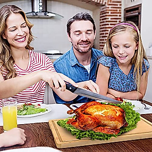 Bamboo Cutting Board for Kitchen, Bamboo Chopping Board with Handle and Juice Groove, Heavy Duty Butcher Block Cutting Board for Meat Cheese and Vegetables, Medium, 15" x 10"