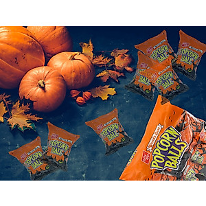 Halloween Popcorn | Popcorn Balls Individually Wrapped | Limited Edition Non Candy Seasonal Flavored Snacks and Treats for Parties Trick or Treating | Reusable Tote | 12 Ct Bundle Set