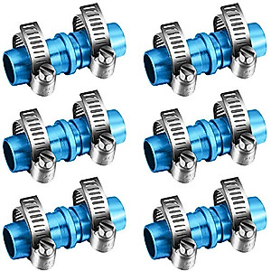 6 Pieces 5/8 Inch Garden Hose Repair Kits Aluminium Water Hose Mender Garden Hose Connectors with 12 Pieces Stainless Steel Clamps (Bright Color)