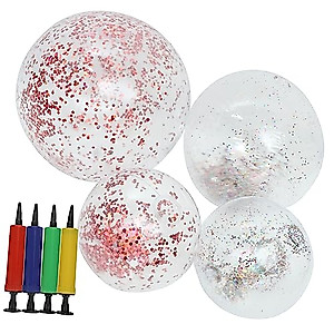 BESTOYARD 1 Set Inflatable Beach Ball Pool Ball Beach Pool Toys Ball inflator Summer Toys Beach Balls in Bulk Beach Toy Inflatable Glitter Ball Water Inflatable Ball Funny Beach Ball