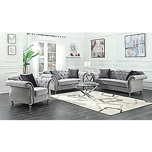 Coaster Furniture Frostine Sofa Silver Velvet Chrome Chrome 551161
