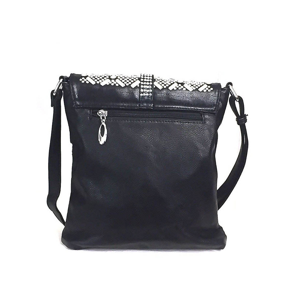 Zzfab Rhinestone Sparkle Top Bling Cross Body Bag Black