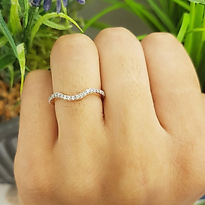 Dazzlingrock Collection 0.15 Carat (Cttw) Round White Diamond Contour Wedding Ring Enhancer Guard for Women in 10K White Gold Size 7.5