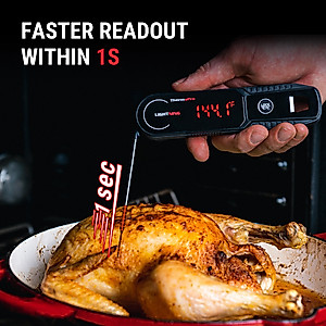 ThermoPro Lightning One-Second Instant Read Meat Thermometer, Calibratable Kitchen Food Thermometer with Ambidextrous Display, Waterproof Cooking Thermometer for Oil Deep Fry Smoker BBQ Grill