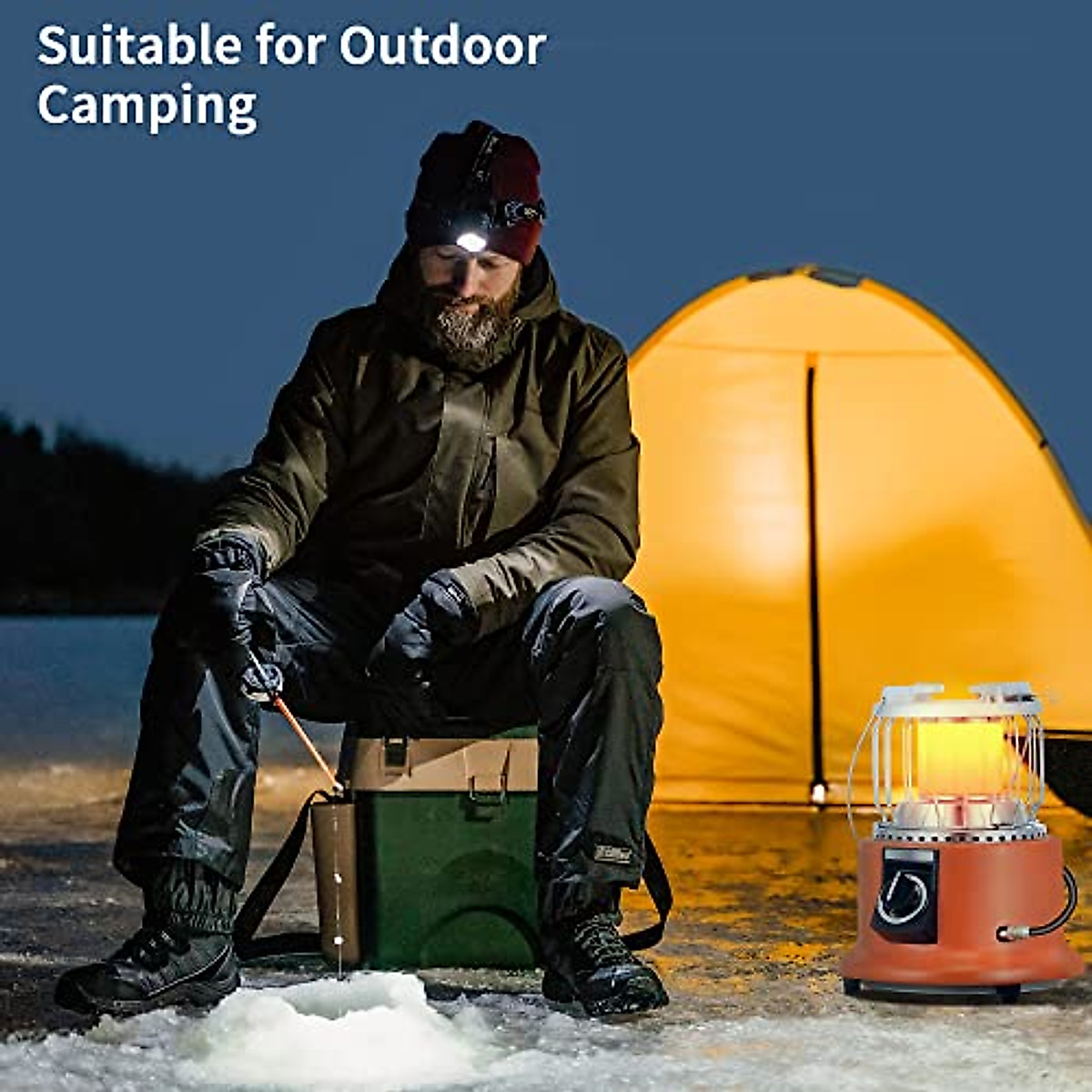 Mountman Propane Heater, 2-in-1 Camping Portable LP Gas Stove with 5FT Propane Hose, Pressure Reducing Valve, Outdoor Patio Heaters for Camping, Black