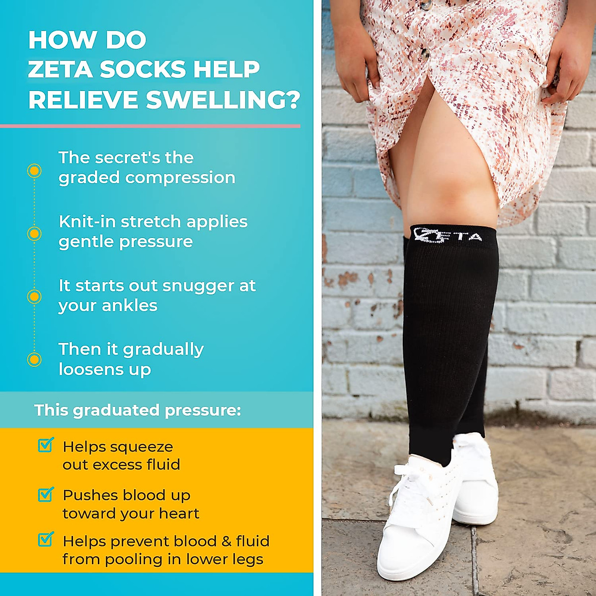 Zeta Wear Plus Size Open Toe Leg Sleeve Support Socks - Wide Calf Compression Open Toe Socks Men and Women Amazing Fit, Travel, Flight Socks, Compression & Soothing Relief, 1 Pair, Size 3XL, Black